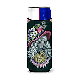 Caroline's Treasures PPP3148MUK Poodle Lady Alexandria Ultra Hugger for slim cans Can Cooler Sleeve Hugger Machine Washable Drink Sleeve Hugger Collapsible Insulator Beverage Insulated Holder