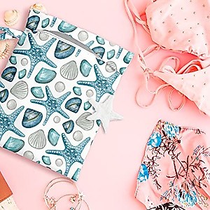zcyxuuw Wet Bag, Wet Dry Bag, Wet Bag for Swimsuit, Travel, Beach, Pool, Diapers, Dirty Yoga Gym Clothes, Makeup Bag, Beach Wedding Supplies, Waterproof Reusable Shell Pearl Starfish Whale