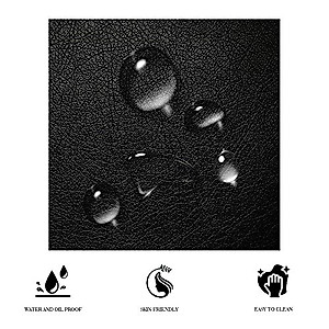 Allewie Queen Bed Frame with Iron Piece Decor, Faux Leather Upholstered Platform Bed with Adjustable Headboard & Strong Wooden Slats, No Box Spring Needed, Black