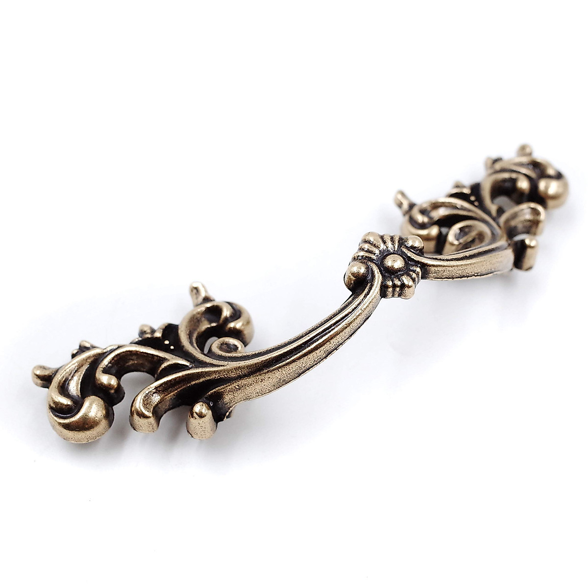 Jetland French Provincial Drawer Pulls - 6-Pack, Antique Brass, 2-1/2" Hole Centers, Vintage Shabby Chic Pulls for Dresser Nightstand Cabinet, PW1619ABR64