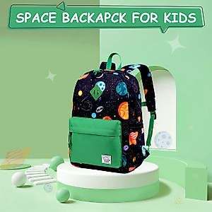 VASCHY Backpack for Boys, Kids Water Resistant Lightweight Backpack for Toddlers Daycare Preschool Space Green