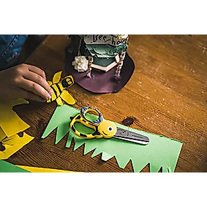 Fiskars Children's Animal Scissors with Bee Motif, From 4 years, length: 13 cm, For right and left handers, Stainless steel blade/plastic handles, Yellow, 1003747