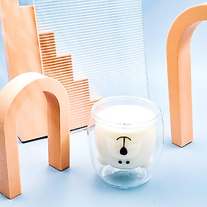 Cute Mugs Glass Double Wall Thermo Insulated Glass Espresso Cup, Coffee Cup, Tea Cup, Milk Cup, Glass Espresso Mugs, Best gift for Office and Personal Birthday (250ml/8.4oz, Bear)