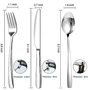 SOLEADER Silverware Set 6 Piece,Stainless Steel Flatware Set,Tableware Cutlery Set, Knives,Spoons and Forks Set,Kitchen Utensils Set with Mirror Polished,Dishwasher Safe