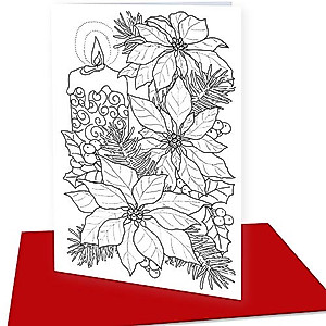 Art Eclect Christmas Coloring Cards for Adults, 12 Cards with 12 Unique Designs, 6 Red and 6 Green Envelopes Included (Christmas B1)