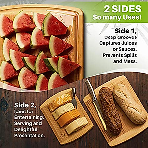 Organic Bamboo Cutting Board Set of 3 with Lifetime Replacements - Wood Cutting Board Set with Juice Groove - Wooden Chopping board Set for Kitchen, Meat and Cheese - Wooden Cutting Boards for Kitchen