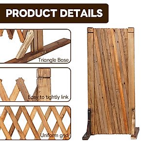 MYOYAY 2PCS Extendable Instant Fence Expandable Freestanding Wood Garden Trellis Fence Retractable Wooden Fence Gate Plant Screen for Home Yard Garden