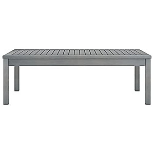 BIGBARLEY Outdoor Coffee Table with Umbrella Hole, Patio Coffee Table, Wooden Furniture for Patio, Deck, Porch, Balcony, Garden and Backyard, Coffee Table 39.4"x19.7"x13" Gray Solid Acacia Wood