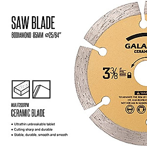 GALAX PRO 3-3/8 Inch (85 mm) Circular Saw Blade Set with 3/8 Inch (10mm) Arbor, Pack of 4-Pieces TCT/HSS/Diamond Saw Blades Assorted for Wood/Plastic/Metal/Tile Cutting