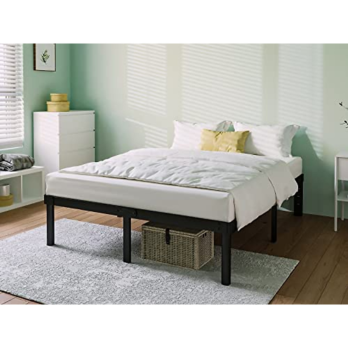 RLDVAY King-Bed-Frame, 12 Inch Metal-Bed-Frame-King, Heavy Duty Platform King Size Bed Frame No Box Spring Needed, Easy Assembly, Noise Free, Black