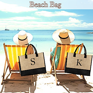 TOPEAST Mother's Day Gifts - Initial Tote Bags with Zipper Pocket, Teacher Appreciation Gifts Birthday Gifts for Mom Grandma, Monogrammed Customized Gifts Bridesmaids Bride Gift Bag Letter M