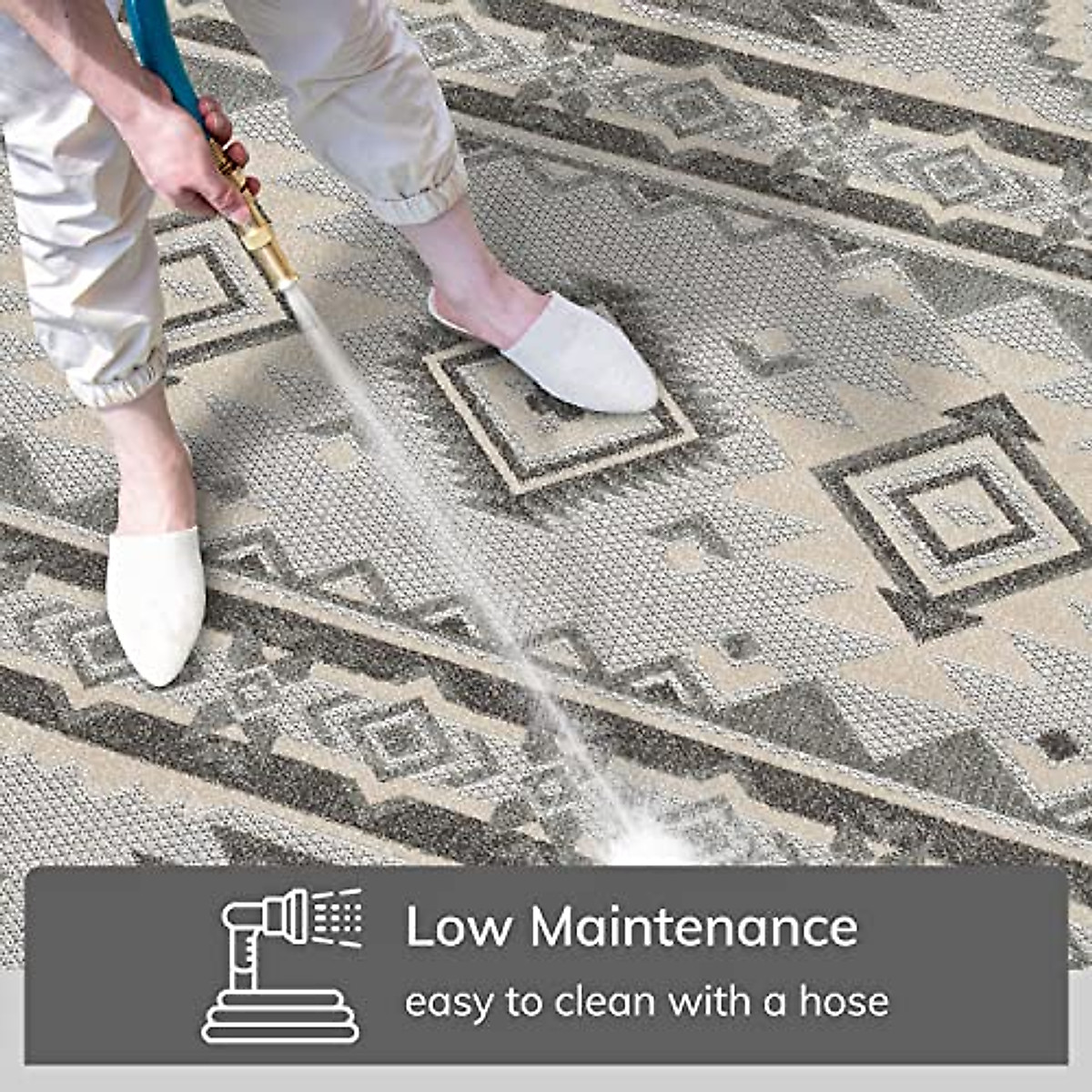 Well Woven Dorado Mamba Grey Tribal Southwestern 5'3" x 7'3" High-Low Indoor/Outdoor Area Rug