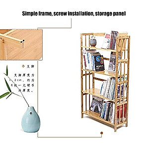 HTLLT Storage Shelf Floating Shelf Bamboo Book Shelf Storage Shelf, Height Adjustable, Kitchen Independent Storage Shelf Plant Shelf,4-Tier,4-Tier