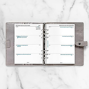 Filofax Calendar Diary Refill, A5 Size, Week-to-View with Notes Section, White Paper, Unruled, Multilingual: Five Languages, 2024 (C68516-24)