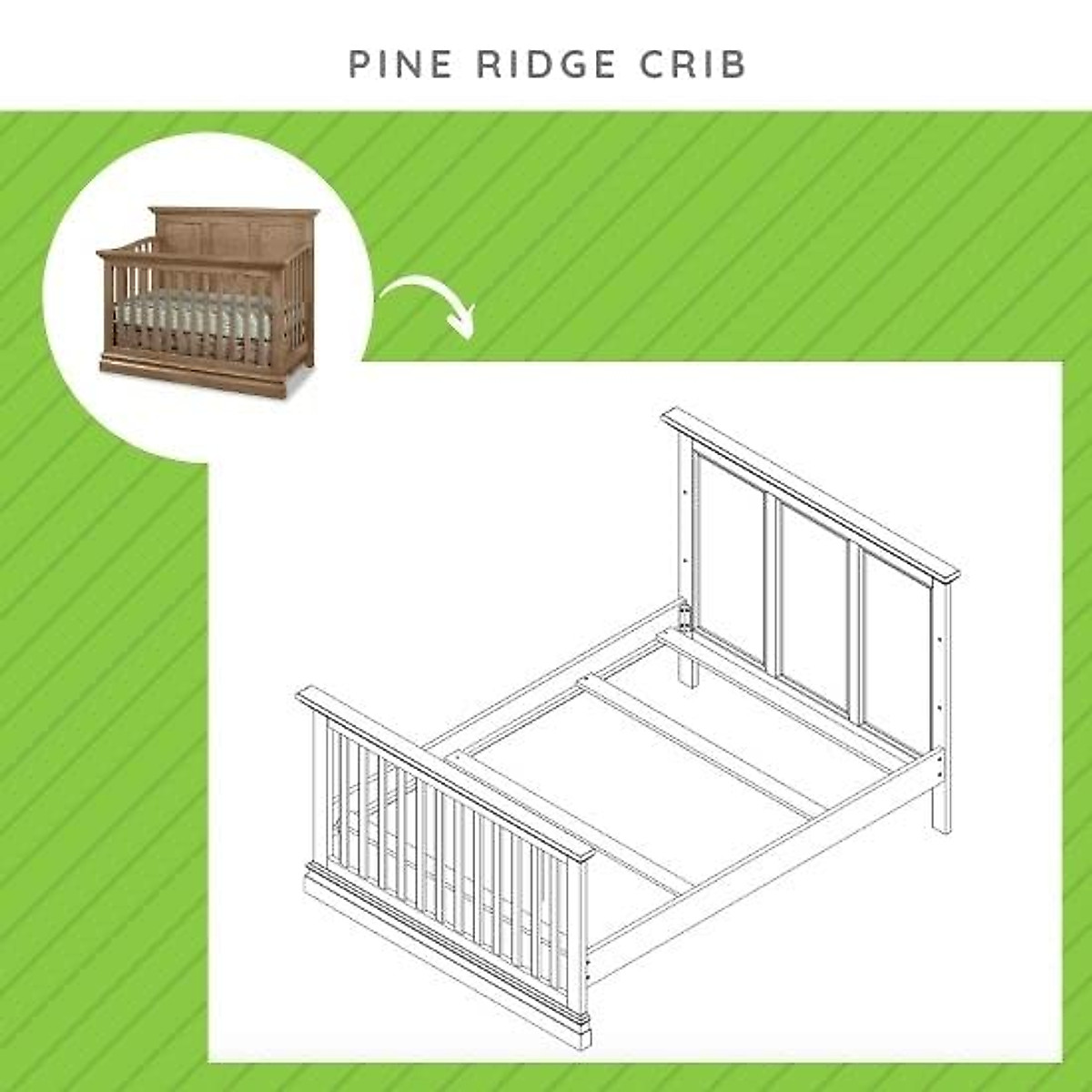 CC KITS Full-Size Conversion Kit Bed Rails for Westwood Design Cribs (Cashew, Option 1)