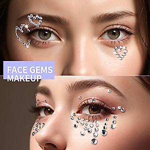 Teenitor Face Gems Makeup Face Rhinestone Self Adhesive Gems Stickers for Face, 650PCS Face Jewels Festival Makeup Eye Jewels Stick On Rhinestone for Face, Hair, Body, Eye