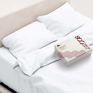 Mayfair Linen 800 TC Egyptian Cotton Sheets - 4 Piece White Color Full Size Cooling Sheet for Hot Sleepers, Soft, Breathable Bed Sheet Set, Luxury Hotel Sheets, Fits Mattress Upto 18'' DEEP Pocket