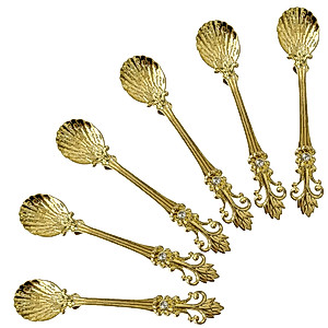 fanquare 6 Pack Mini Spoons Coffee Espresso Demitasse Vintage Tea Spoon 4.5",Gold