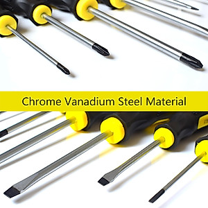 SKZIRI Phillips and Flat Head Screwdriver Set 6Pcs, 3 Phillips and 3 Flat Head Screwdriver with Magnetic Tips