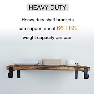 OVOV Shelf Bracket with Rod Holder 2 Pack Closet Shelf & Rod Brackets 13 Inch Black Heavy Duty Closet Rod Bracket