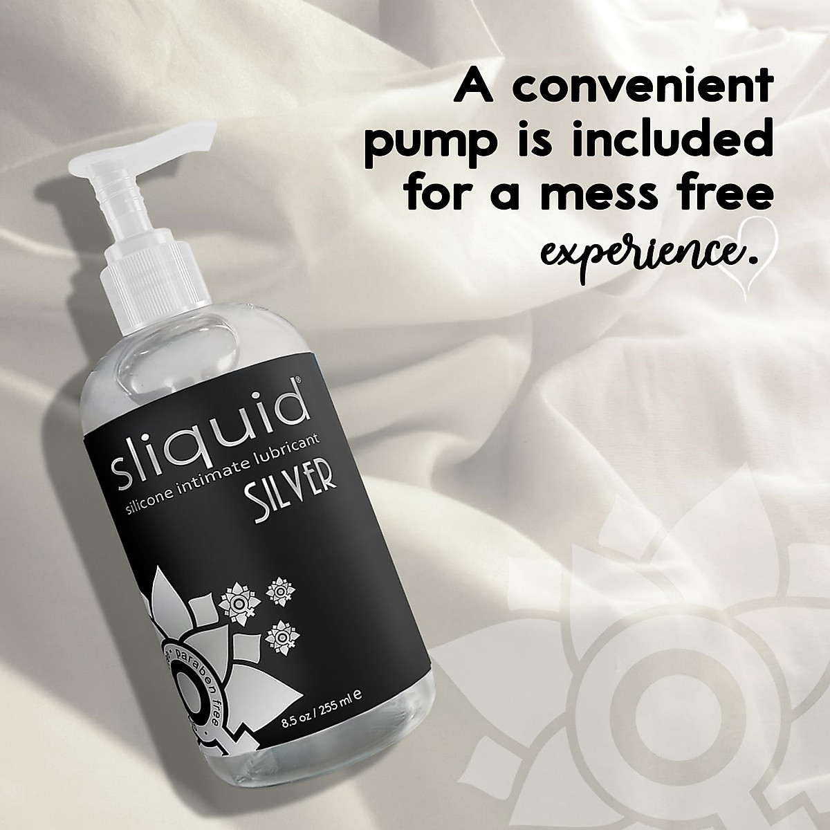 Sliquid Silver Intimate Lubricant - Silicone Lube for Women/Men/Couples, Hypoallergenic Lube, Silicone Lubricant, Waterproof, Unscented, 8.5 Fl Oz