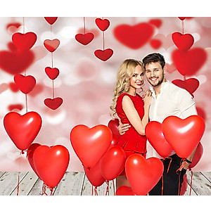 WOLADA 5x7FT Valentine's Backdrop for Photography Valentine's Day Backdrop Rustic Wood Red Love Heart Backdrop Romantic Love Theme Backdrop Engagement Wedding Party Decoration Photo Backdrop 10870