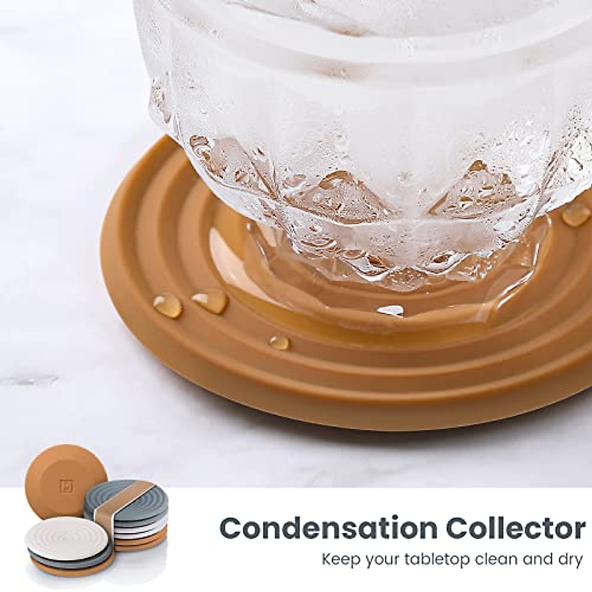 Set of 6 Silicone Coasters for Drinks - HOMKULA 10mm Thick, Coasters for Coffee Table, Drink Coasters for Wooden Table, Rubber Coasters, Stain-Resistant, Non-Absorbent, Dishwasher Safe