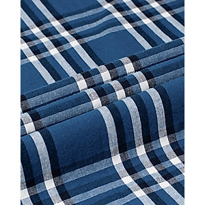 Alimens & Gentle Men's Plaid Button Down Shirts Cotton Long Sleeve Dress Shirts Regular Fit Gingham Shirts