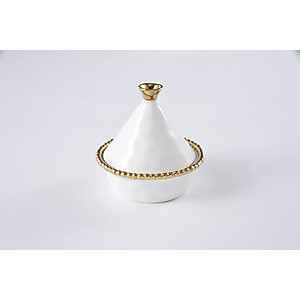 Pampa Bay Golden Salerno Titanium-Plated Porcelain Small Tagine, 5 x 5in