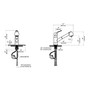 Derengge Matte Black Kitchen Sink Faucet 8 Inch Single Handle Pull Out Kitchen Faucet with Deck Plate, 1 Hole or 3 Hole Installation,083-MT