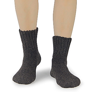 BenSorts Women Winter Solid Socks Thick Warm Wool Socks Cozy Crew Socks for Women Black White Gray Beige Brown 5 Pairs Pack