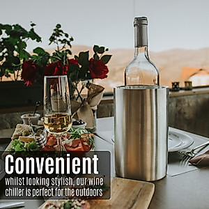 Wine Bottle Chiller, Wine Chiller Bucket with Ice Pack for 750ml White Wine Bottle or Champagne, Stainless Steel Wine Cooler Bucket, Champagne Bucket Perfect Wine Accessories for Wine Lovers