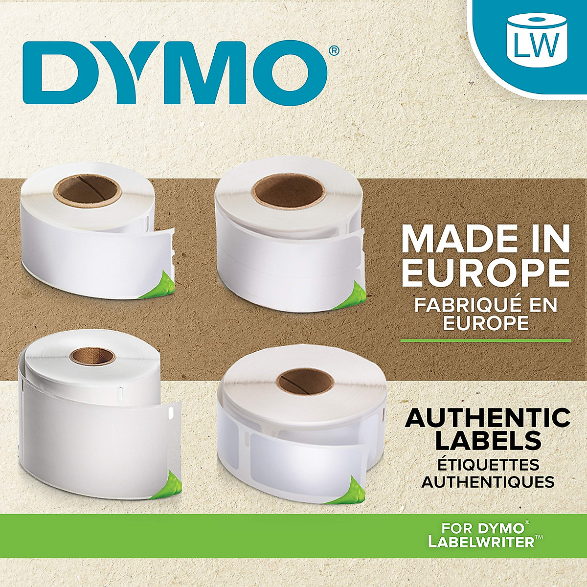 Dymo 28 mm x 89 mm LW Address Labels, 24 Rolls of 130 Easy-Peel Labels (3120 Labels), Self-Adhesive, for LabelWriter Label Makers, Authentic - Black, White