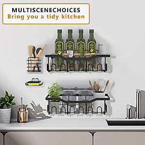 WITOP 7 Pack Shower Caddy, New Upgraded Strong Adhesive Caddies, Large Storage Rack with 10 Hooks,No Drilling,Large Capacity,Rustproof Stainless Steel Bathroom/Kitchen Organizer,Black