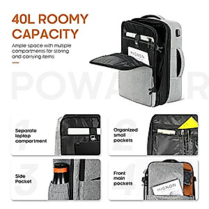POWAITER Travel Backpack for Women Men, Carry On Backpack Flight Approved Fits 17 Inch Laptop with 4 Packing Cubes for Travel & Business Trip-Gray