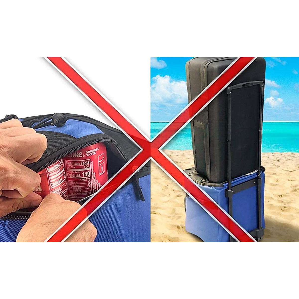 Eternal Living Collapsible Rolling Cooler with Wheels for Sand and Handle 50 Can Capacity Portable Ice Box Chest for Beach, Blue