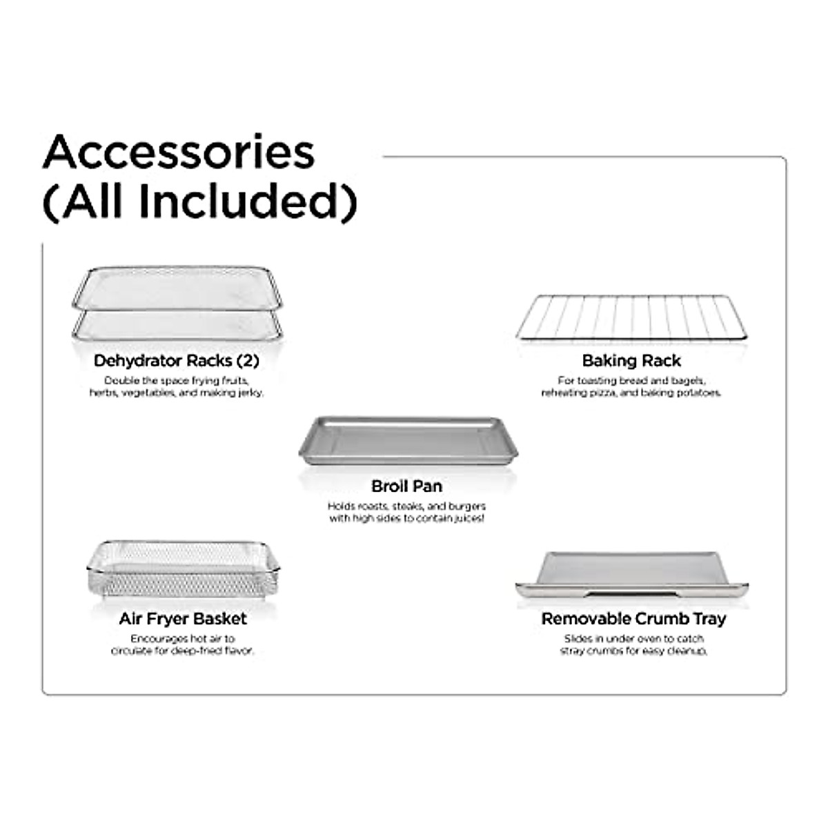 CHEFMAN Air Fryer Toaster Oven XL 20L, Healthy Cooking & User Friendly, Countertop Convection Bake & Broil, 9 Cooking Functions, Auto Shut-Off 60 Min Timer, Nonstick Stainless Steel, Shade Selector