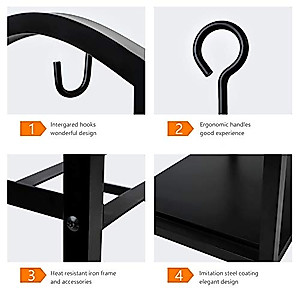 WBHome Firewood Rack with 4 Tools - Iron Fire Log Holder Storage Set Includes Brush, Shovel, Poker, and Tongs, 17 x 29 x 12 inches, for Indoor/Outdoor