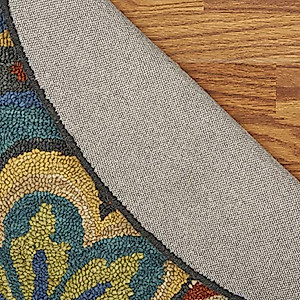 Trade AM Dazzle Round Floral Area Rug, 6 by 6-Feet, Blue