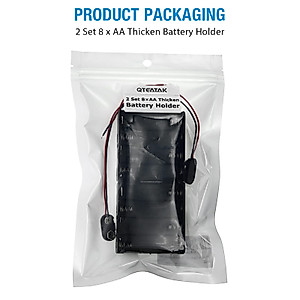 QTEATAK 2Set 8 x AA Thicken Battery Holder with I Type Wired Battery Clip Standard Snap Connector