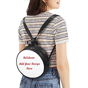 Belidome Custom Crossbody Bags for Women Men PU Leather Round Shoulder Messenger Purse Tote Handbag Backpack Personalized with Picture Text Logo Name Fesitival Team Part Favor Gifts
