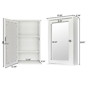 3 Tier Bathroom Wall Mount Medicine Cabinet w/Adjustable Shelves & Single Mirror