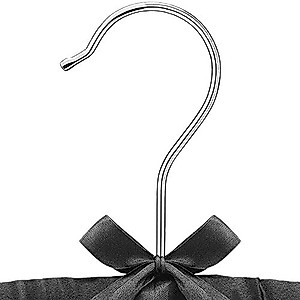 Uniqal PQZATX 15 Inch Large Satin Padded Hangers,Silk Hangers for Wedding Dress Clothes,Coats,Suits,Blouse (Black,5 Pack)