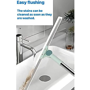 Retractable Silicone Floor Scraper, Home Bathroom Toilet Sweeping Wiper Artifact, Household Sweep, No Sticky Hair Broom (52CM)