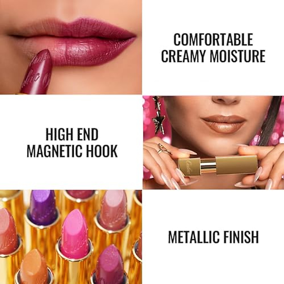 Oulac Light Pink Lipstick for Women with Metallic 3D Shine Lightweight Hydrating Formula, High Impact Lip Color, Vegan Beauty, Full Coverage Lip Makeup, Baby Angel(13)