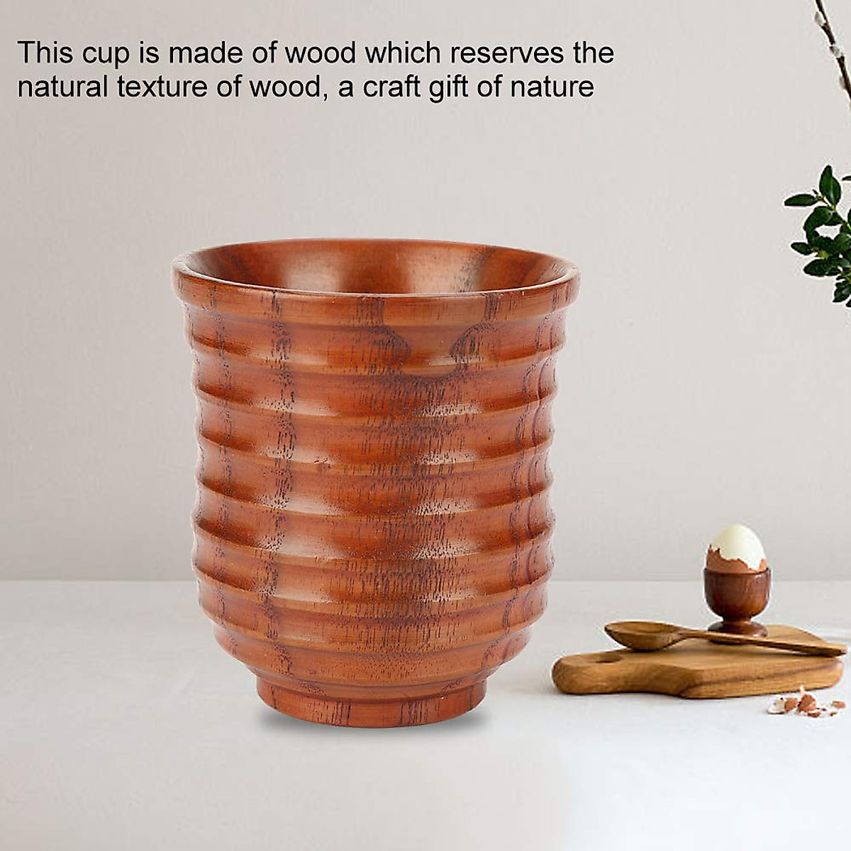 Wooden Tea Cup, Natural Solid Wood Tea Cup Japanese Zen Style Teacup Wooden Teacups Coffee Mug Wine Mug Classical Beer Mug Small Tea Cups Drinking Cup for Drinking Tea Coffee Wine Beer, Pack of 2