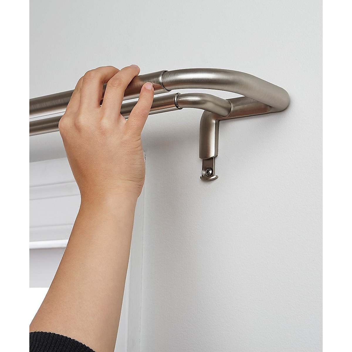 Umbra Twilight Double Curtain Rod Set – Wrap Around Design Ideal for Blackout or Room Darkening Panels, 48 to 88 Inches, Nickel