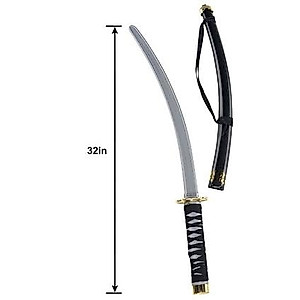 Plastic Ninja Sword 29" (Pack of 1) - Sleek Silver & Black Plastic - Realistic Design for Costume & Play for Kids & Adults