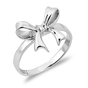 AeraVida Cute Little Bow or Ribbon of Sterling Silver Ring Size 6 for Adorable and Stylish Fashion Accesores for Women