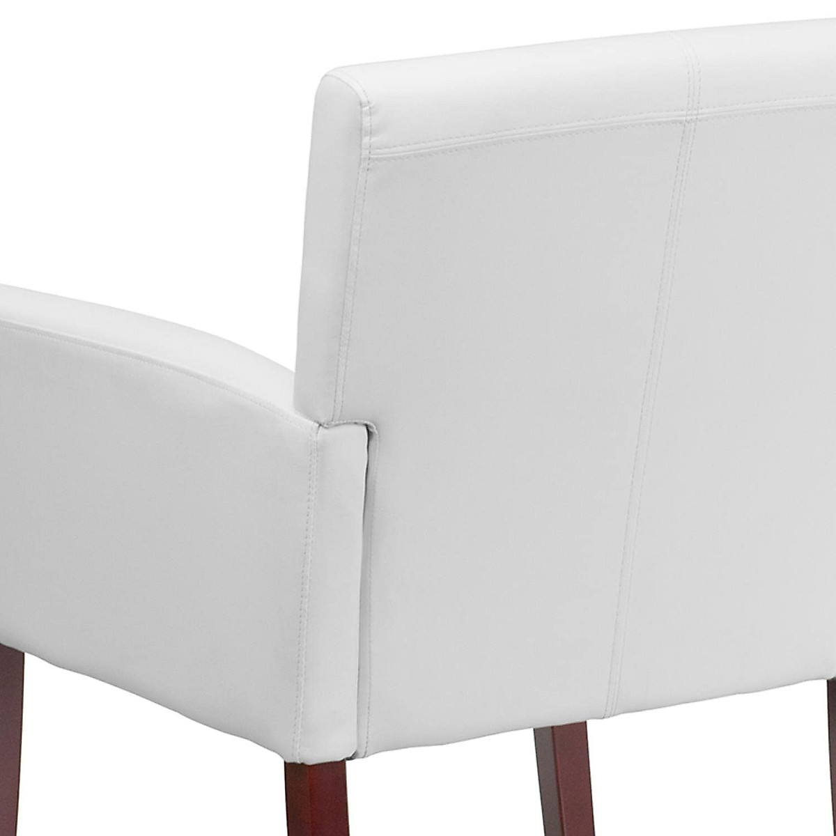 Flash Furniture Taylor White LeatherSoft Executive Side Reception Chair with Mahogany Legs